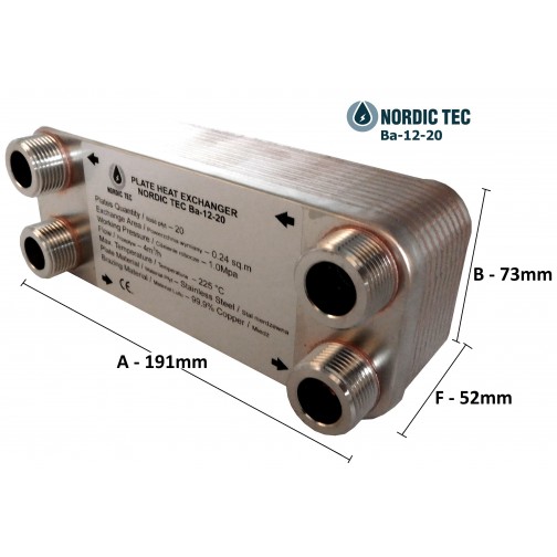 Deskový výměník tepla NORDIC TEC Ba-12-20 3/4" & 1/2" 5-20 kW